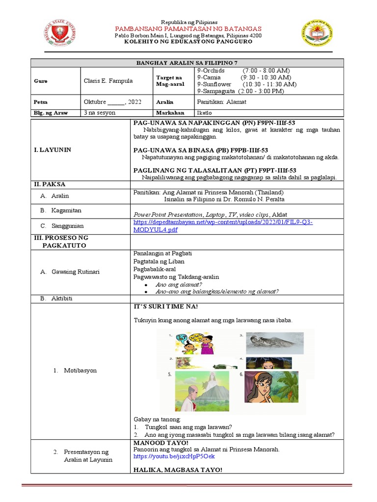 Claris Fampula - Banghay-Aralin | PDF