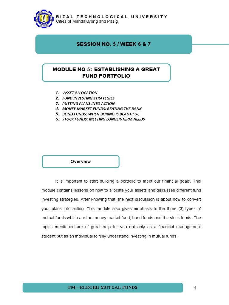 Module 5 Mutual Funds | PDF | Cost Of Living | Bonds (Finance)