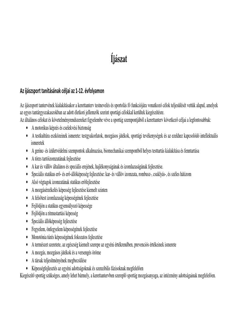 Ijaszat Sportagi Tanterv | PDF