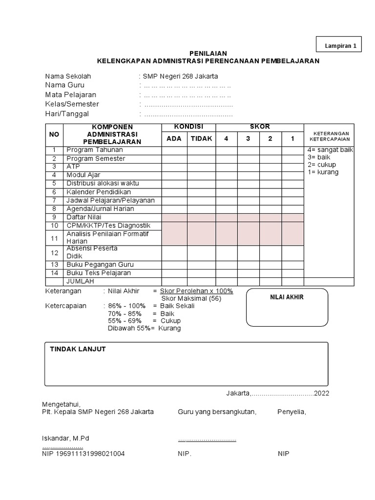 Instrumen Supervisi Kurmer | PDF Instrumen Supervisi Kurmer | PDF