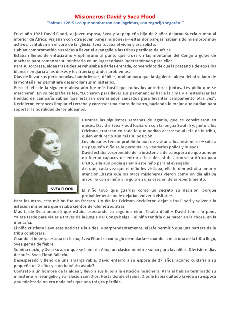 Misioneros David y Svea Flood | PDF | David | Misionero