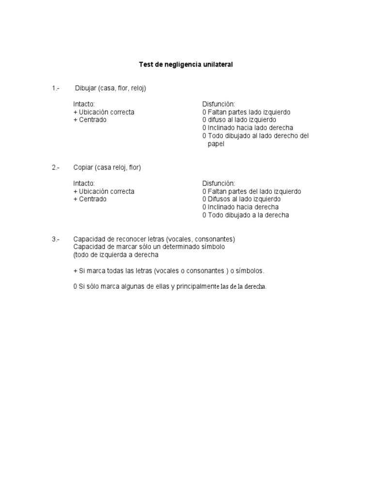 Test de Negligencia Unilateral | PDF