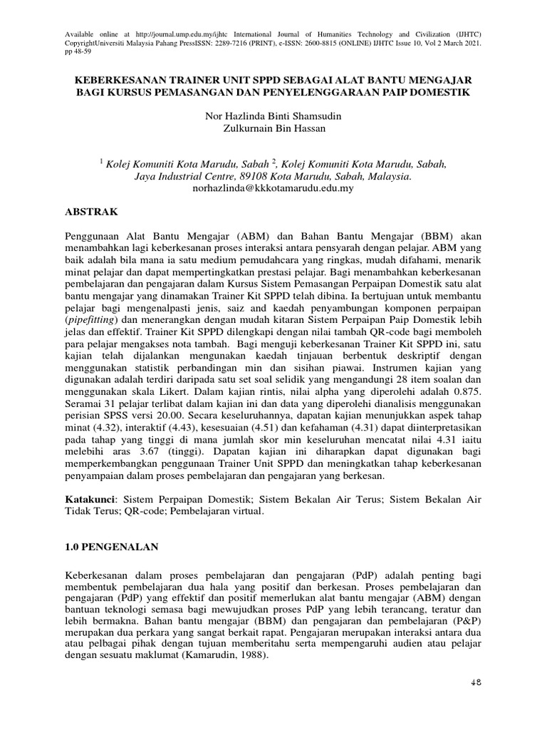 Keberkesanan Trainer Unit SPPD Sebagai Alat Bantu Mengajar Bagi Kursus ...