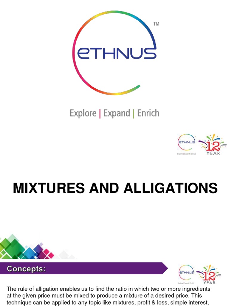 Mixture and Alligations ADVANCED - 2 | Download Free PDF | Mixture | Ratio Mixture and Alligations ADVANCED - 2 | Download Free PDF | Mixture | Ratio