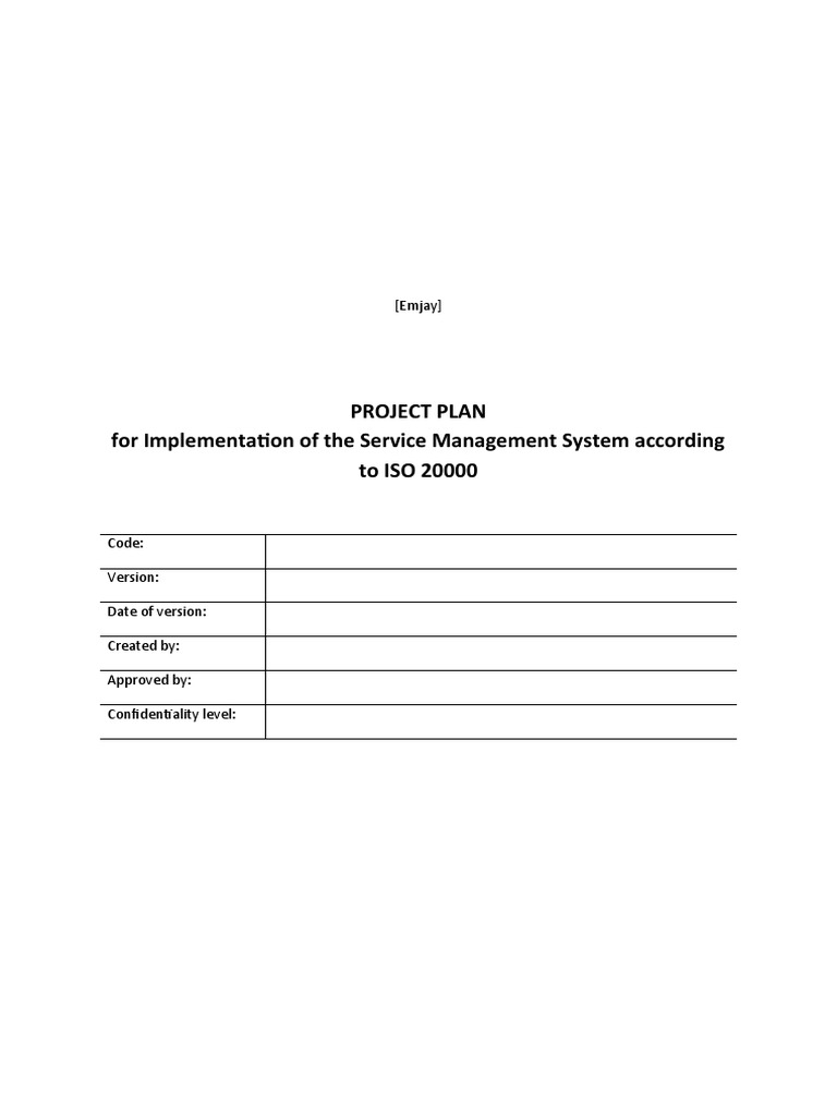 Project Plan For Implementation of ISO 20000 20000academy EN | PDF ...
