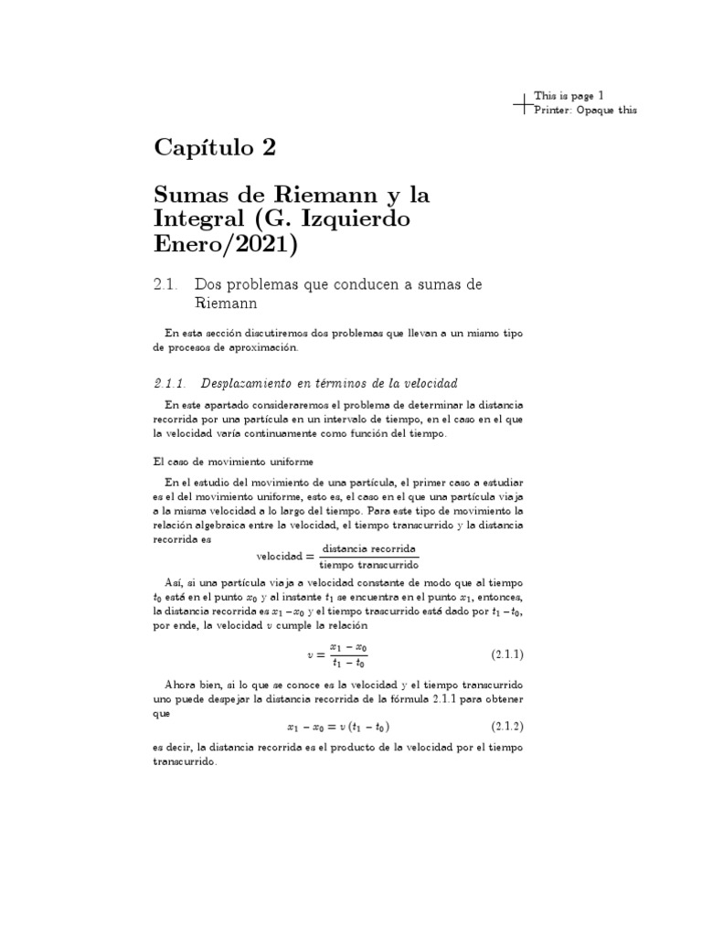 Cal Int 2020 OCapitulo 2 | PDF | Integral | Velocidad