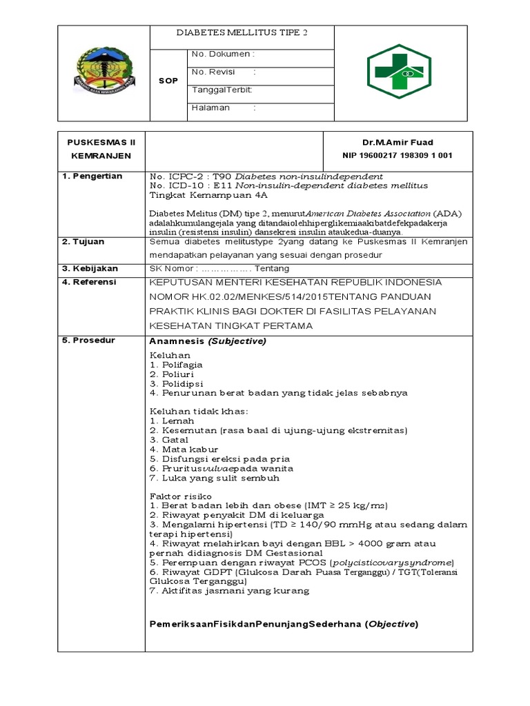 SOP Diabtes Melitus Type 2 | PDF | Kesehatan Holistik