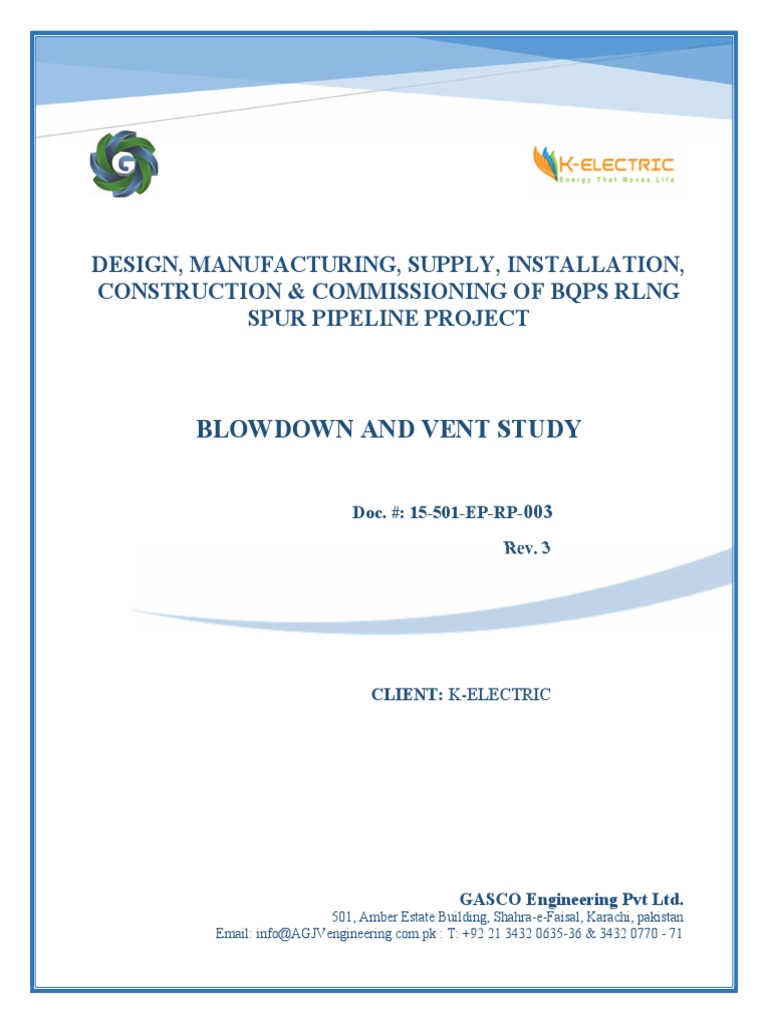 15-501-EP-RP-003 - Rev.3 (Blowdown and Vent Study) | PDF | Viscosity | Density