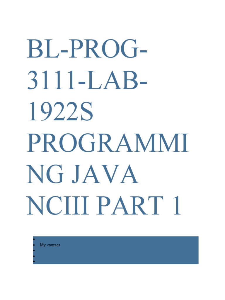 BL Prog Java Week 1 20 Newdocx | PDF | Usability | Reliability Engineering