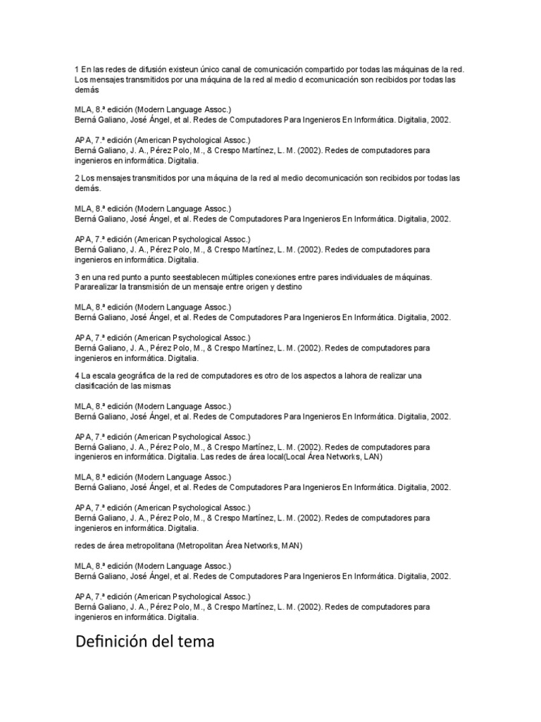 1 en Las Redes de Difusión Existen Un Único Canal de Comunicación Compartido Por Todas Las ...