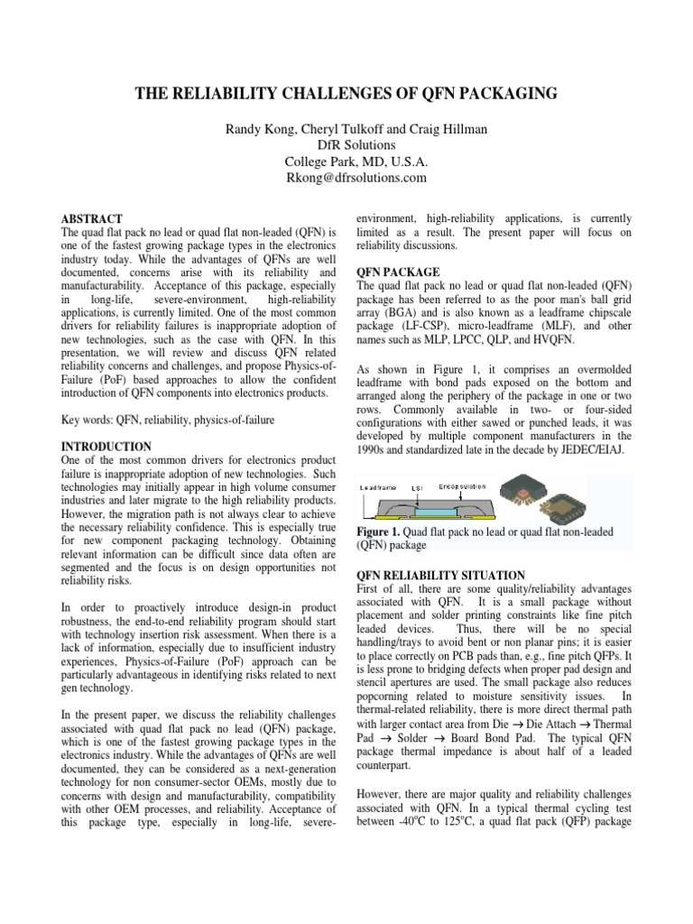 QFN Packagin Reliability | PDF | Reliability Engineering | Materials