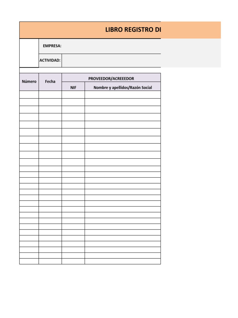 Ejemplo de Libro Registro de Facturas Recibidas | PDF