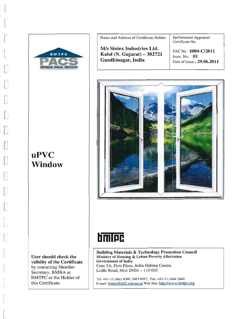 Upvc Project Report | PDF | Window | Quality Assurance