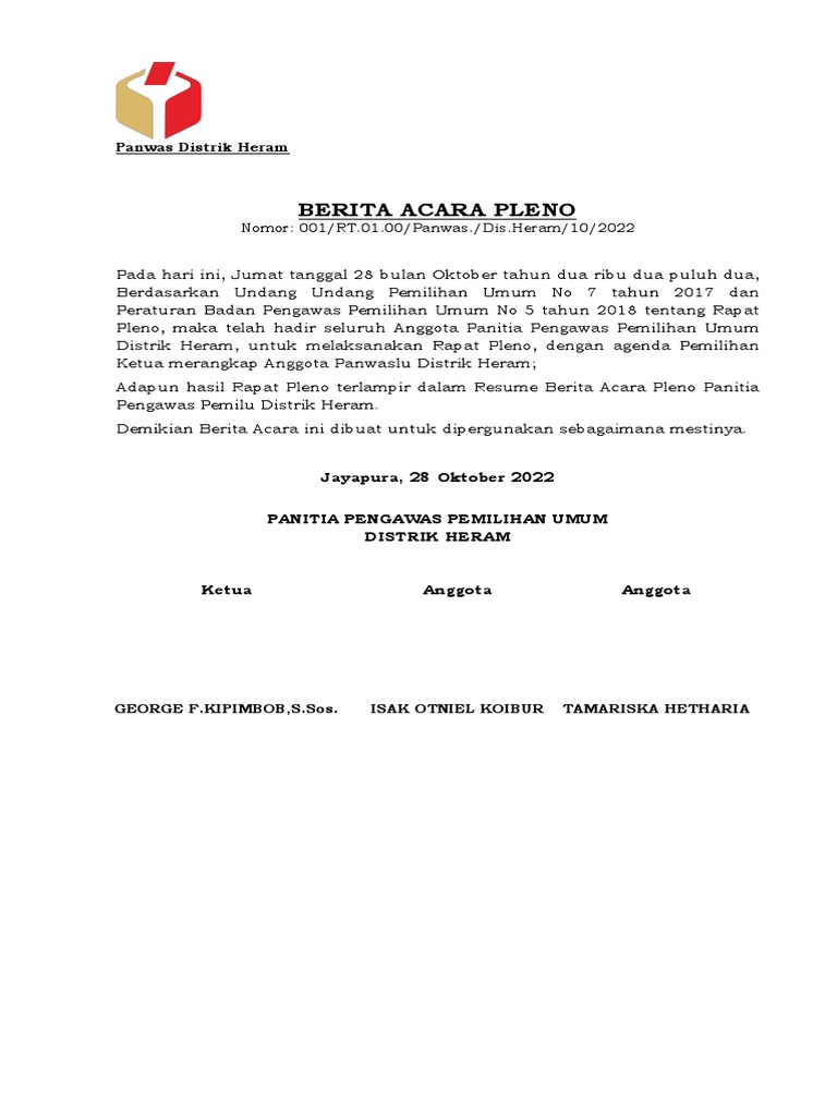 Draft BA Pleno | PDF | Hukum