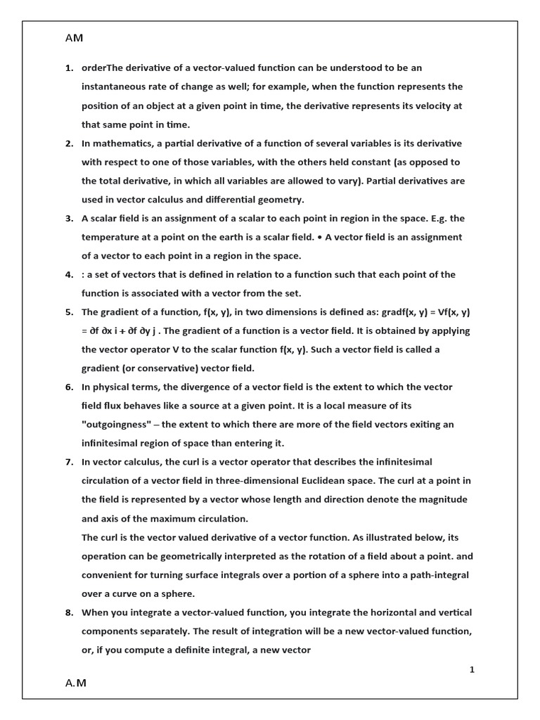 Vector Calculus | PDF | Euclidean Vector | Integral