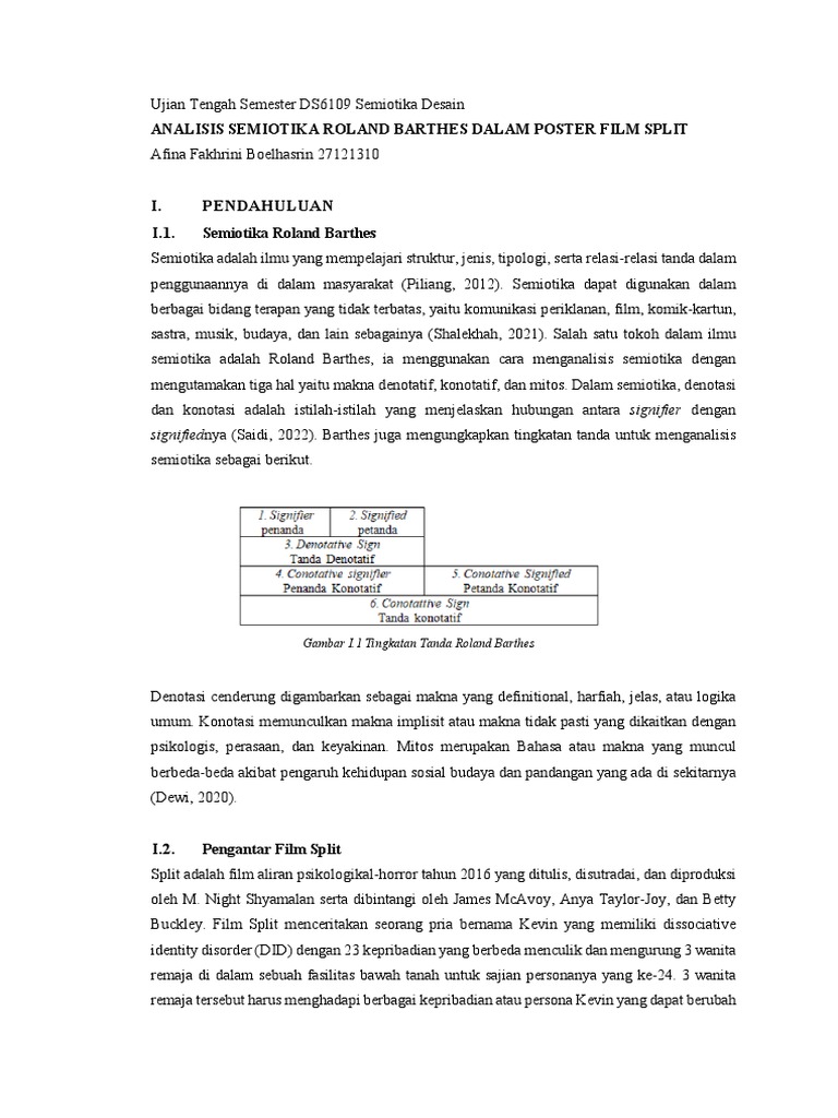 Analisis Semiotika Poster Film Split | PDF