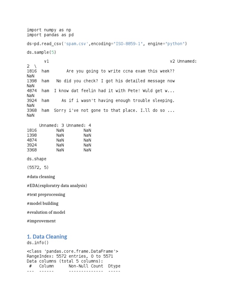 Spam Sms Detection Python Nltk Machine Learning Pdf Computer