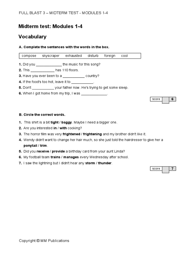 FB3 Test Booklet - Midterm | PDF | Linguistics