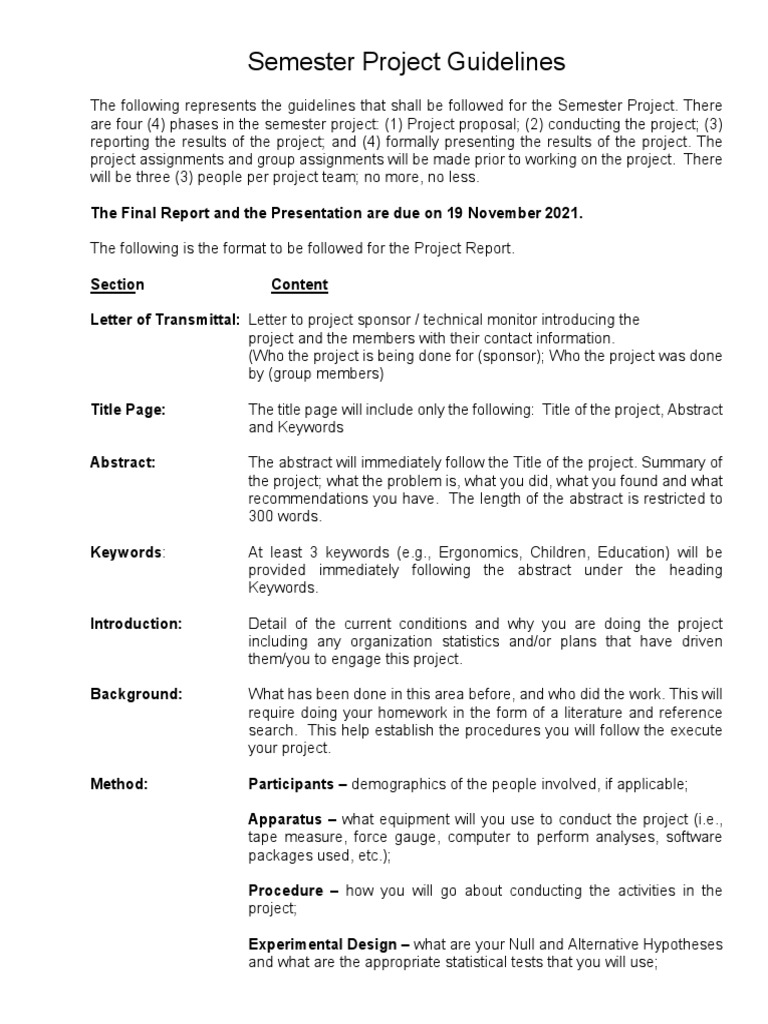 Semester Project Guidelines Overview | PDF | Data Analysis | Science