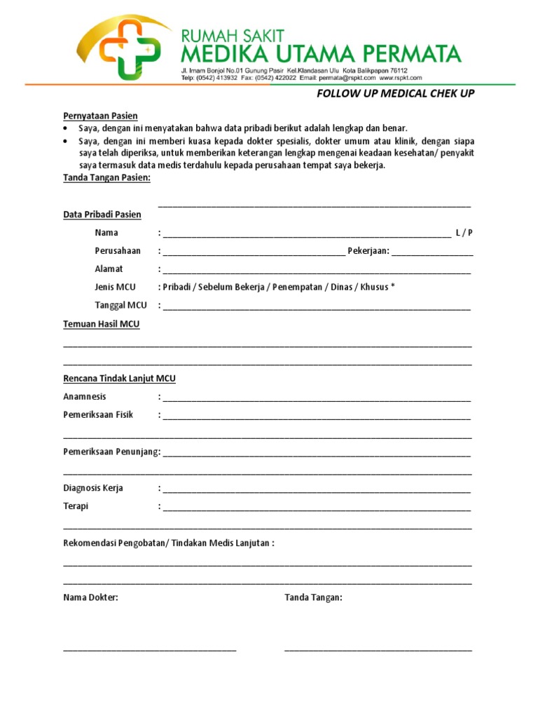 Form Follow Up Mcu | PDF