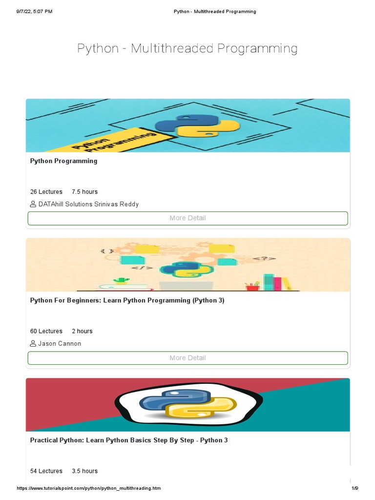 Python - Multithreaded Programming | PDF | Thread (Computing) | Method (Computer Programming)