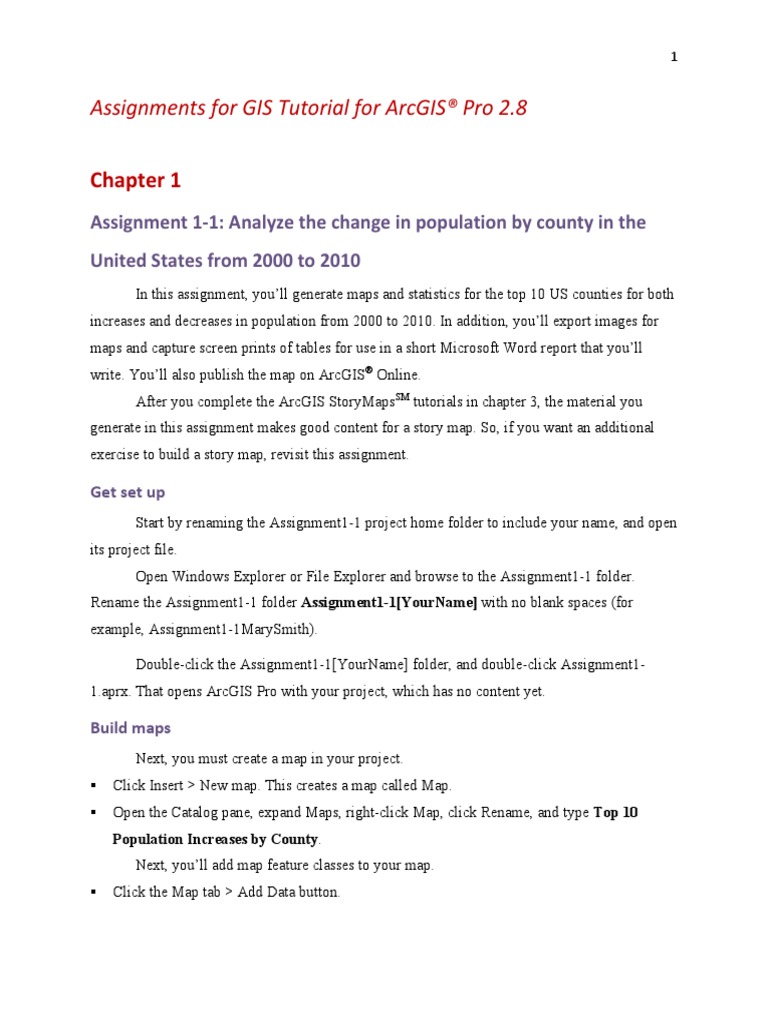 GISTutorialforArcGISPro2.8 Assignments | PDF | Arc Gis | Computer File