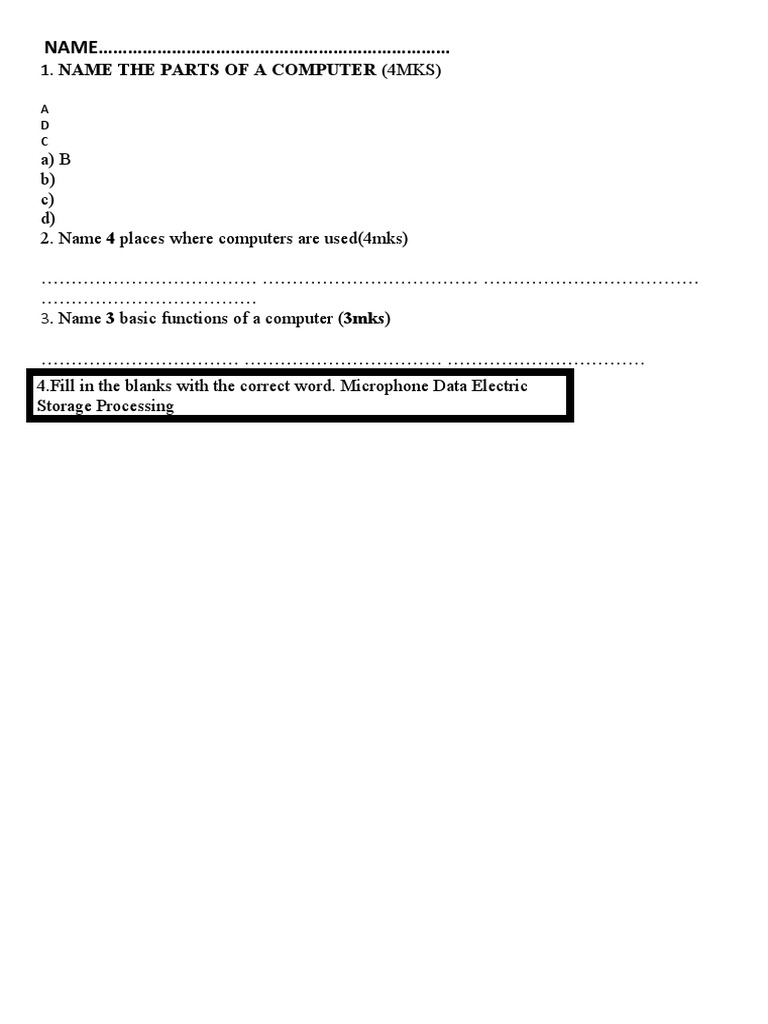 Grade 2 ICT Exam Worksheet | PDF | Computers