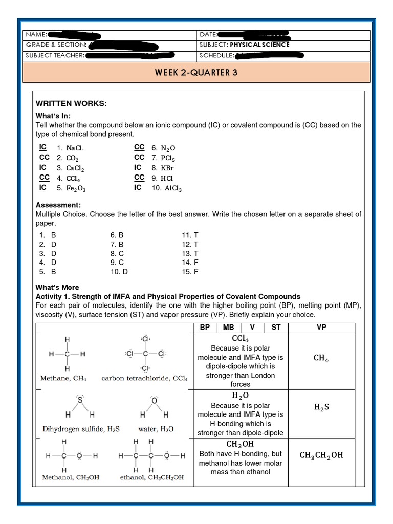 Week 2 - Physical-Science | PDF | Chemical Polarity | Solubility
