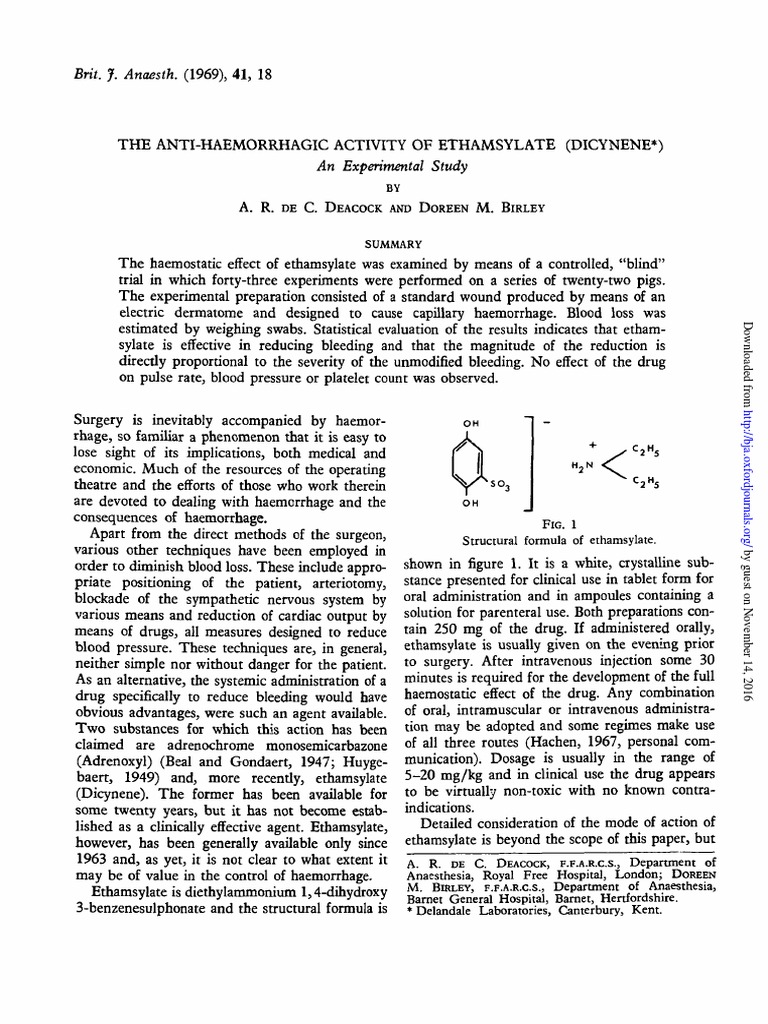 Br. J. Anaesth.-1969-DEACOCK-18-24466 | PDF | Experiment | Bleeding