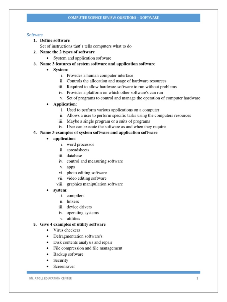 Software Review Questions | PDF | Bios | Graphical User Interfaces
