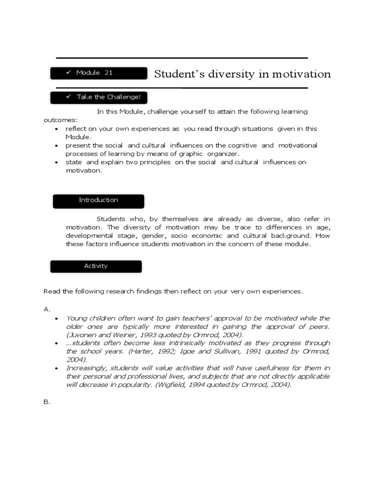 Module 21 Activity | PDF | Motivational | Motivation