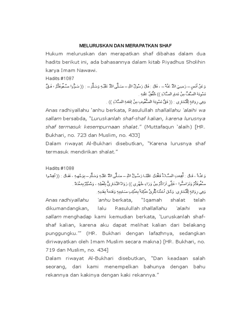 Meluruskan Dan Merapatkan Shaf | PDF