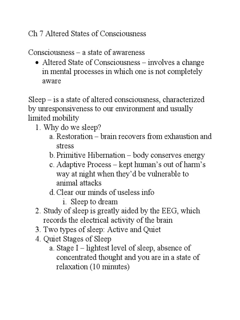 Sleep as an Altered Consciousness State | PDF | Sleep | Hypnosis