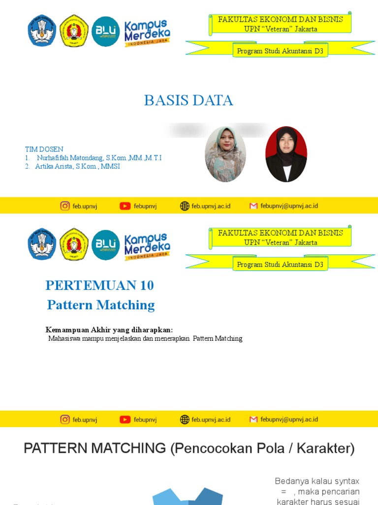 Pertemuan 10 - Pattern Matching | PDF Pertemuan 10 - Pattern Matching | PDF