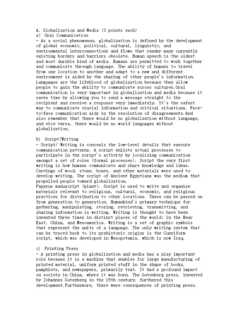 Globalization and Media | PDF | Printing | Mass Media