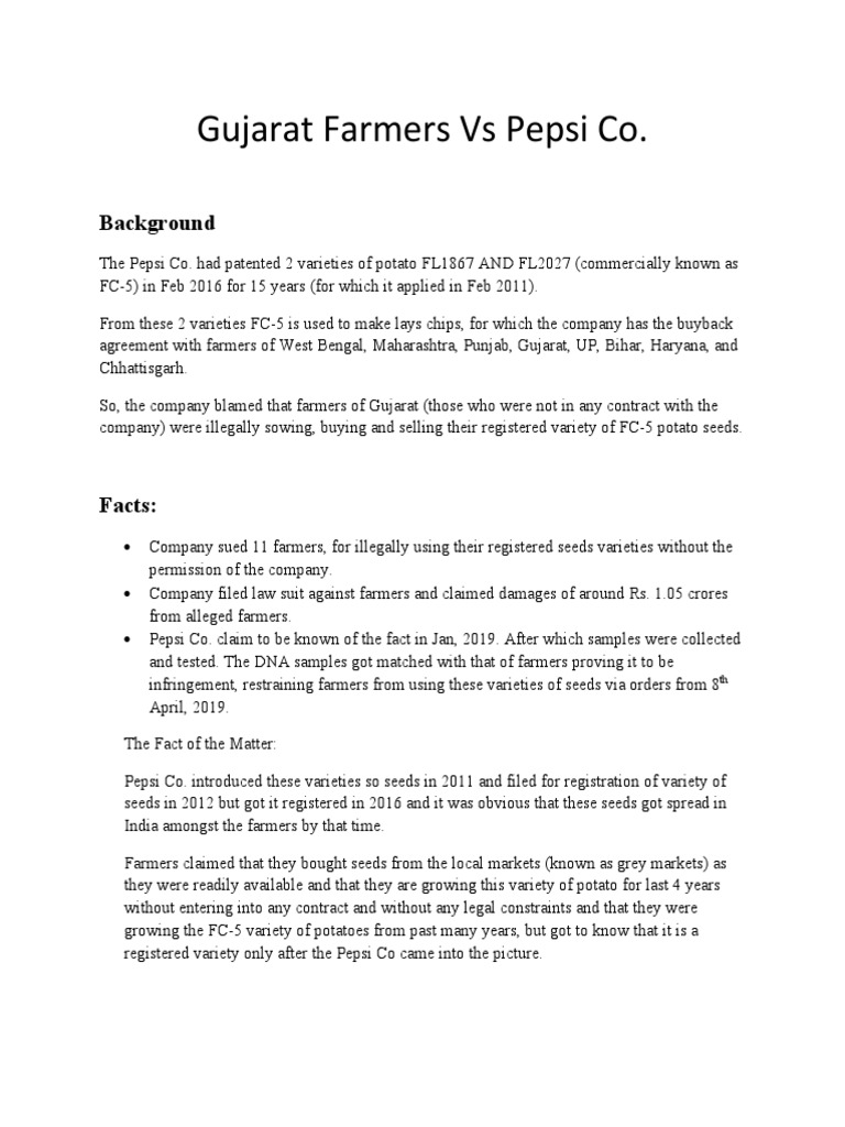 Gujarat Farmers Vs Pepsi Co | PDF | Breach Of Contract | Damages