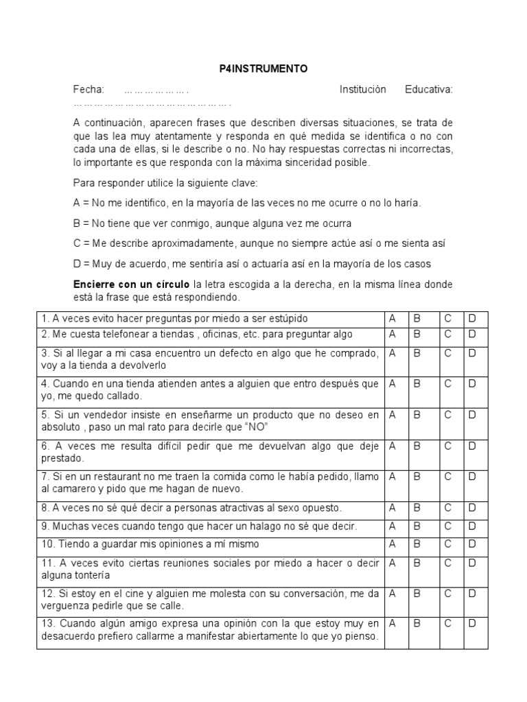 Instrumento Habilidades Sociales de Gismero | PDF | Ira