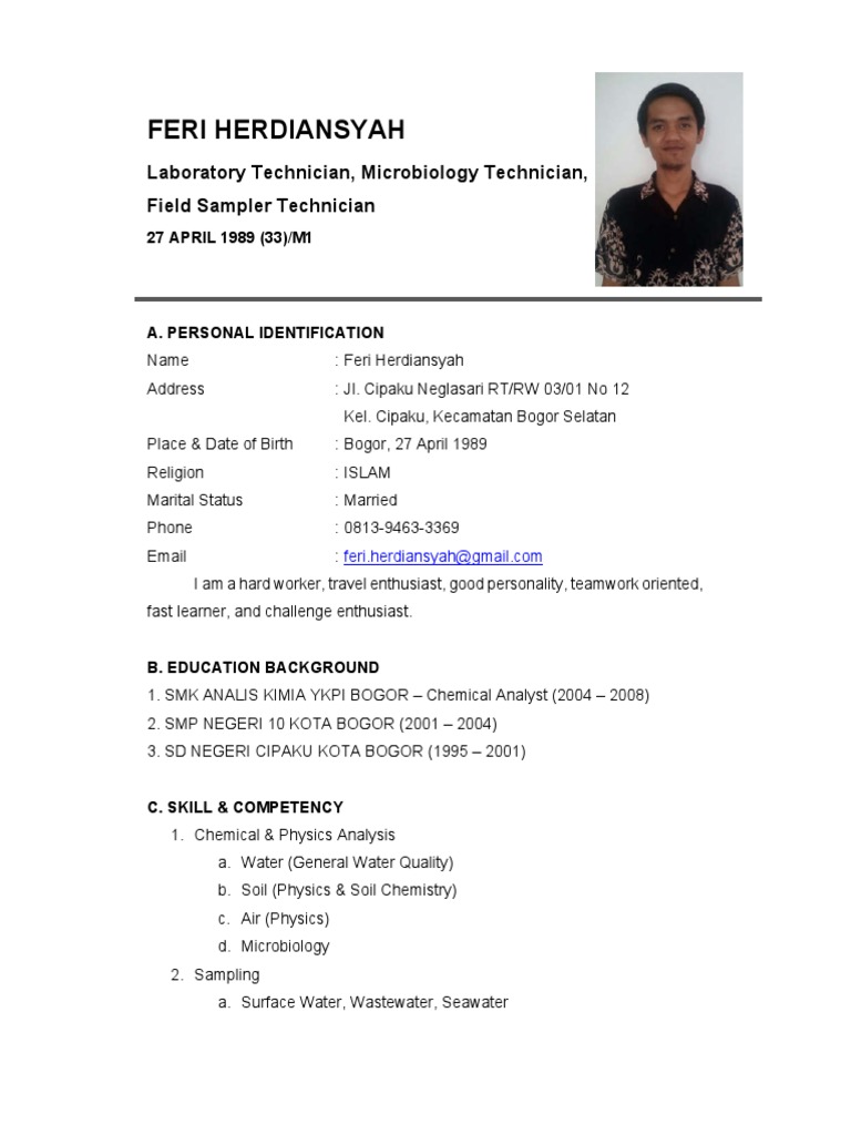 CV - Feri Herdiansyah - English | PDF | Earth Sciences | Chemistry