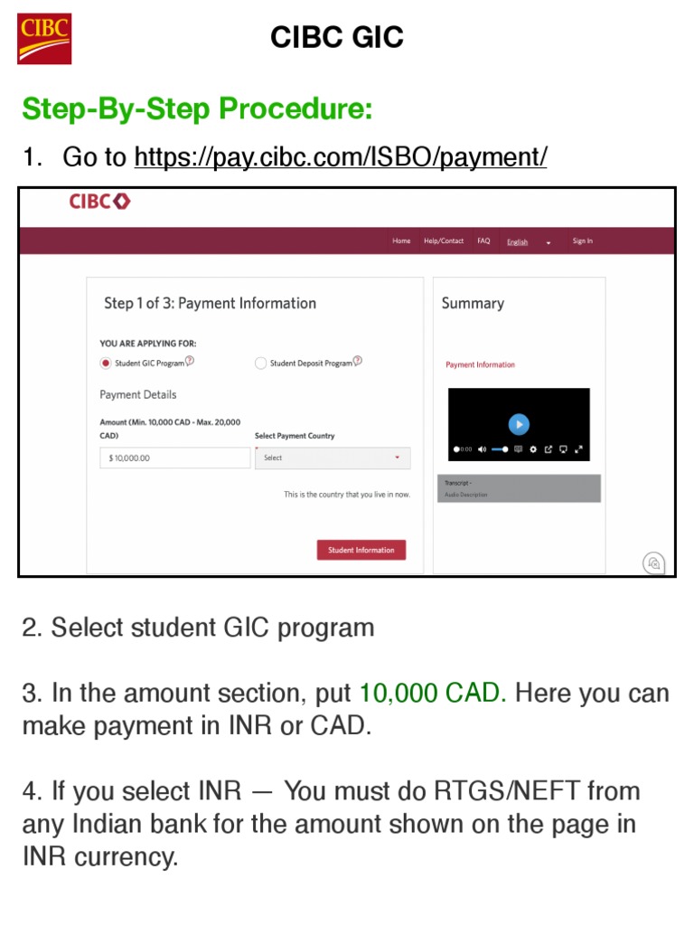 How To Make CIBC GIC For International Students - CIBC GIC Process | PDF | Foreign Exchange ...