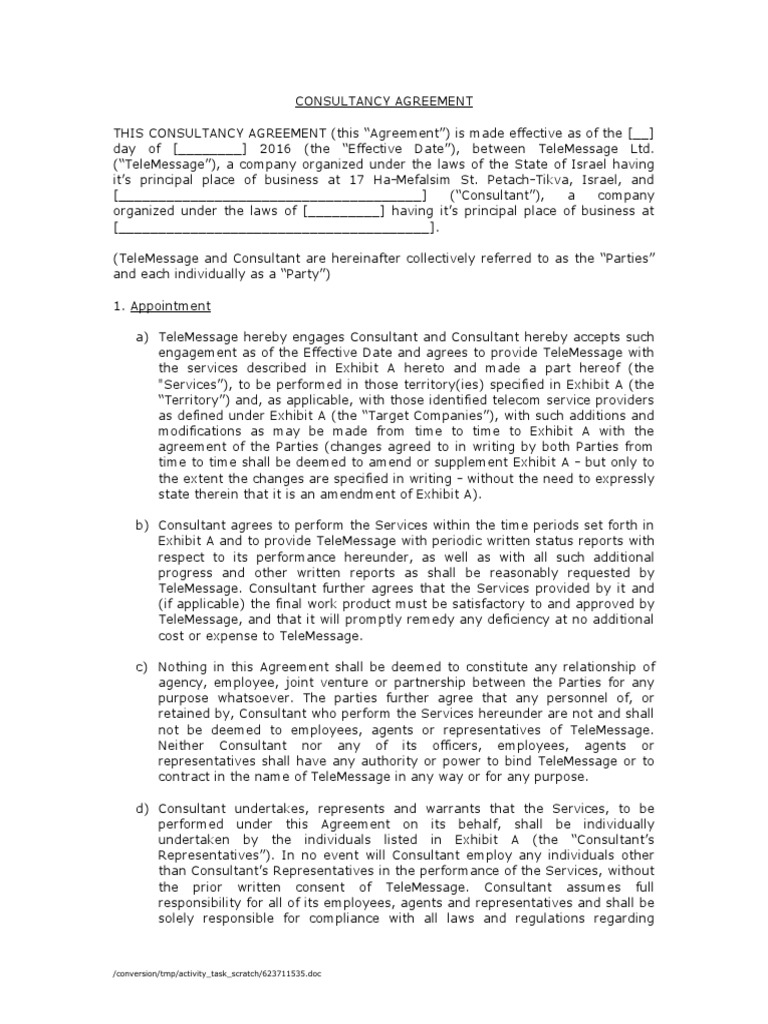 Standard Consultancy Agreement v2 | PDF | Arbitration | Employment