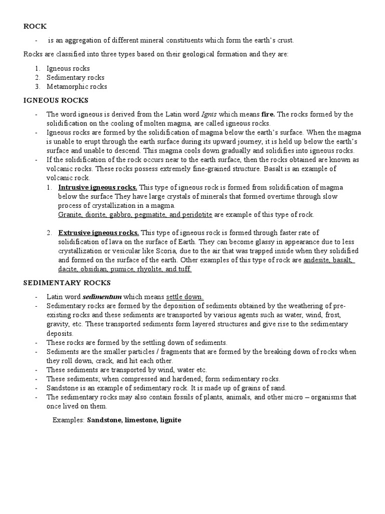 Classification of Rocks | PDF | Rock (Geology) | Igneous Rock