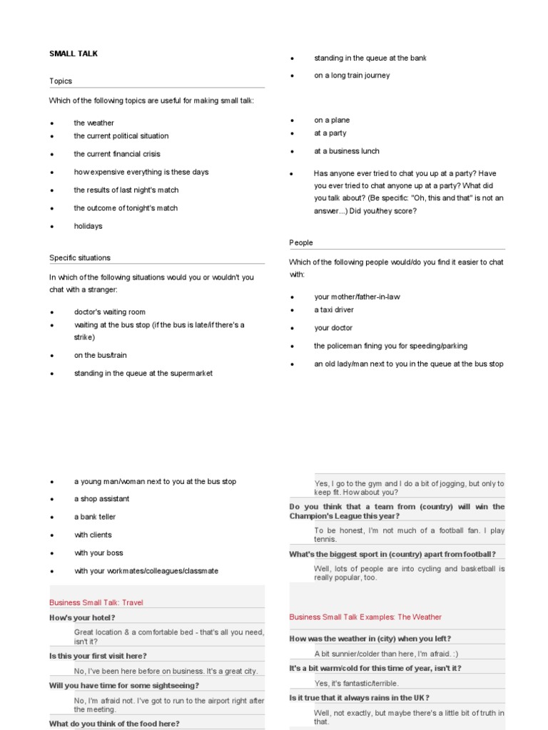 Small Talk Phrases 2 | PDF