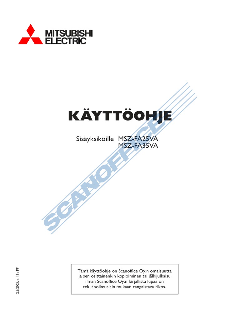 Kayttoohje Mitsubishi Fa - Sarja | PDF