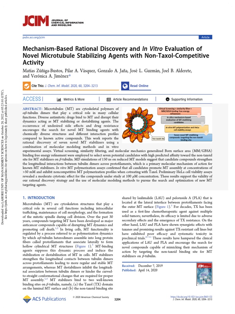 Acs Jcim 9b01133 | PDF | Microtubule | Docking (Molecular)