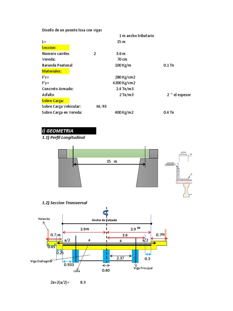 Diseño de Puente Losa con Vigas | PDF | Física Aplicada e ...