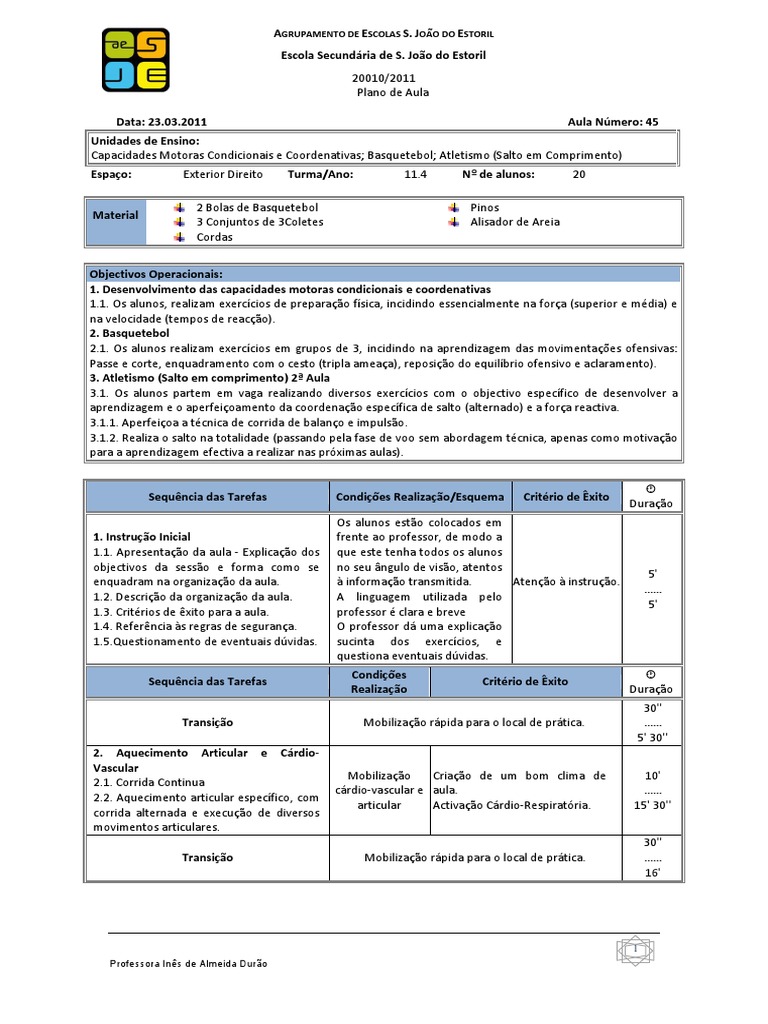 Plano de Aula - Exemplo 2 | PDF