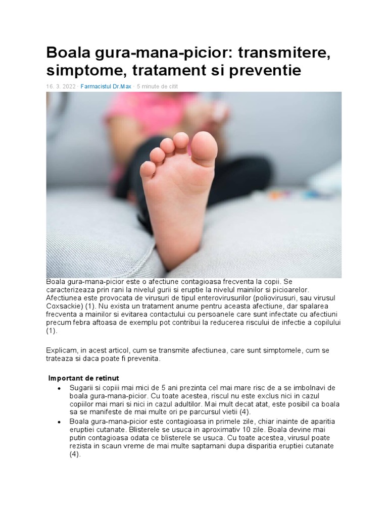 Boala Gura Mana Picior | PDF