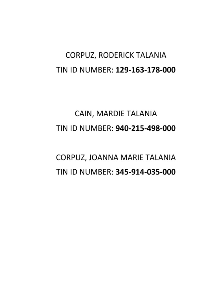 Tin Id Number | PDF