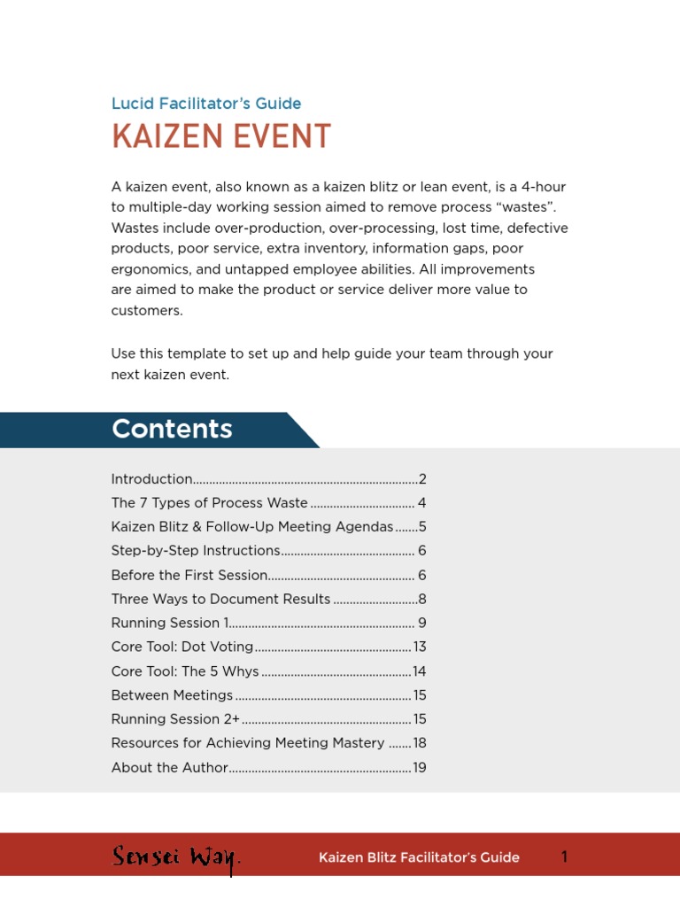 Kaizen Blitz Facilitator's Guide | PDF | Lean Manufacturing | Six Sigma