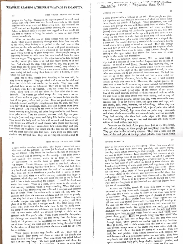 Antonio Pigafetta Pre-Colonial Culture of The Filipinos and The First ...